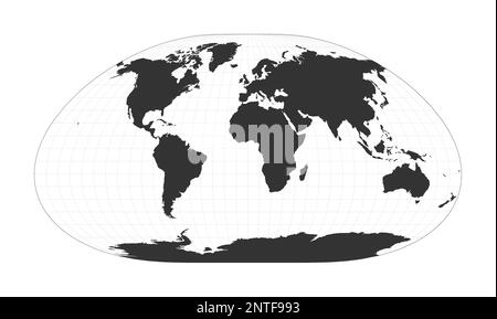 Map of The World. Loximuthal projection. Globe with latitude and ...