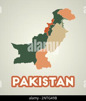 Pakistan map. Country poster with regions. Shape of Pakistan with ...