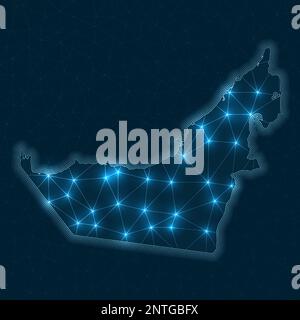 Network map of UAE. Country digital connections map. Technology ...