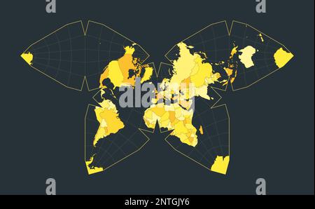 World network map. Steve Waterman's butterfly projection. Wired globe ...