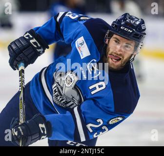 Jacksonville Icemen forward Cameron Critchlow (23) looks for an opening ...