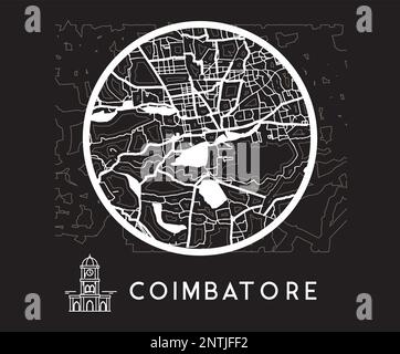 Abstract Coimbatore City Map - Illustration as EPS 10 File Stock Vector ...