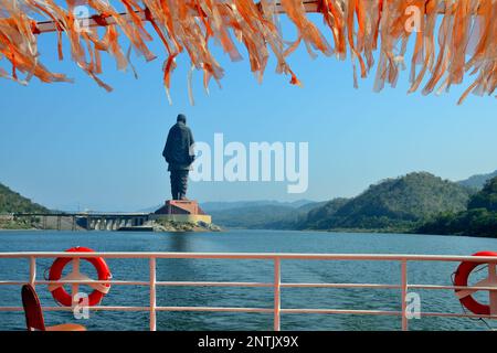 Statue Of Unity, view from Ekta Cruise, colossal statue, tallest statue in the world, located in ...