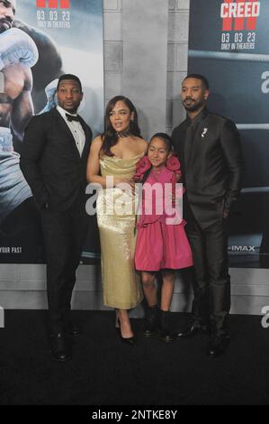 (L-R) Jonathan Majors, Tessa Thompson, Mila Davis-Kent and Michael B ...