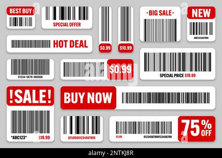 Set of product barcodes. Special offer, sale stickers, shopping ...