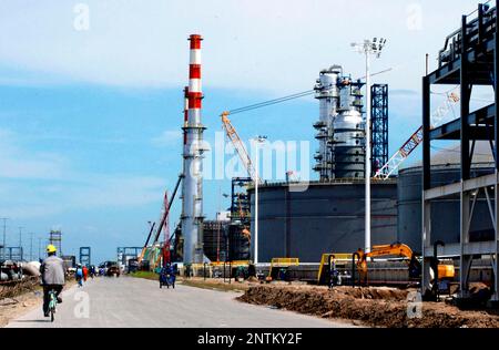 Huge oil tanks are pictured on the premises of the Shell refinery in ...