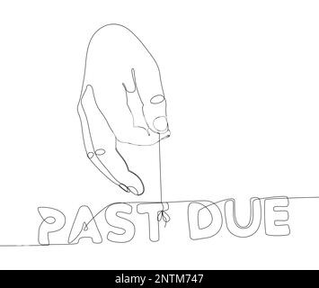 One continuous line of Past Due. Thin Line Illustration vector concept ...