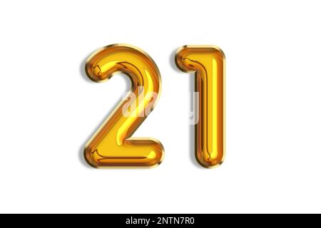 gold 21 number 3d illustration render Stock Photo - Alamy