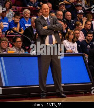 BYU head coach Jeff Judkins looks on in the first half of his team's ...