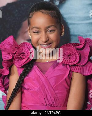 Mila Davis-Kent arrives at the premiere of "Creed III" on Monday, Feb ...
