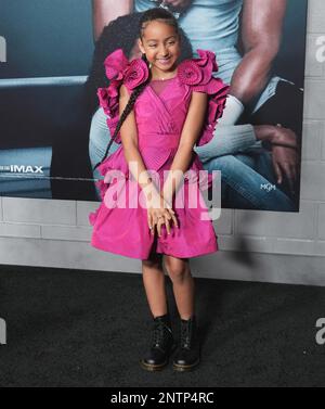 Mila Davis-Kent arrives at the premiere of "Creed III" on Monday, Feb ...