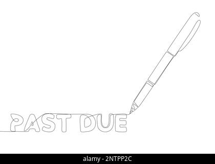 One continuous line of Past Due. Thin Line Illustration vector concept ...