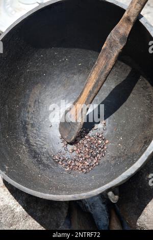 Coffee roasting, Dry Harbour Mountains, Jamaica Stock Photo - Alamy
