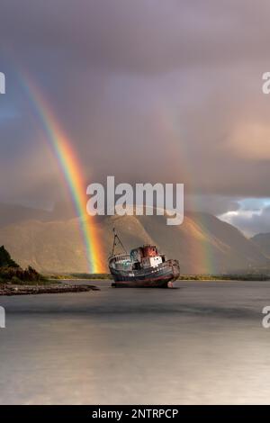 Corpach shipwreck under Ben Nevis with stunning double rainbow and ...