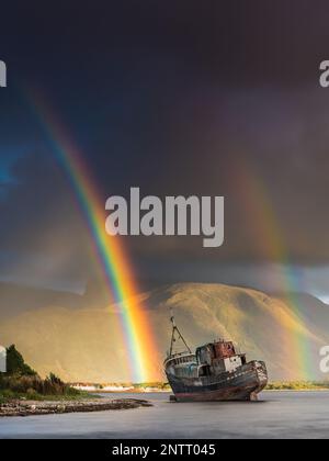 Corpach shipwreck under Ben Nevis with stunning double rainbow and ...