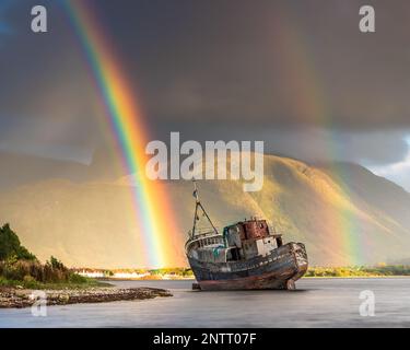 Corpach shipwreck under Ben Nevis with stunning double rainbow and ...