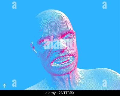 Furious screaming man. Emotional scream of a man with open shouting ...