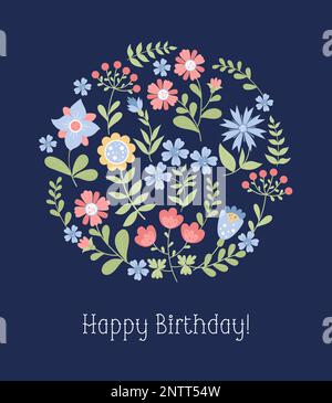 Vector blue flowers ball bouquet isolated on a white background Stock ...