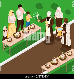 Orthodox christian isometric background with church symbols vector illustration Stock Vector ...
