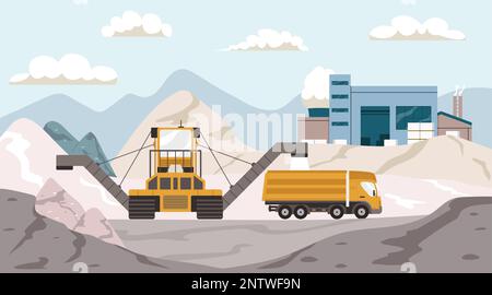 Salt production background with mineral processing symbols isometric ...