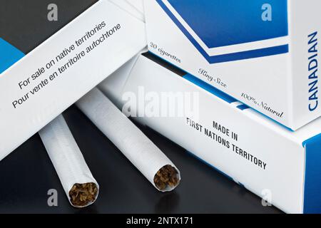 Canadian cigarettes and cigarette packs made in First Nations native ...