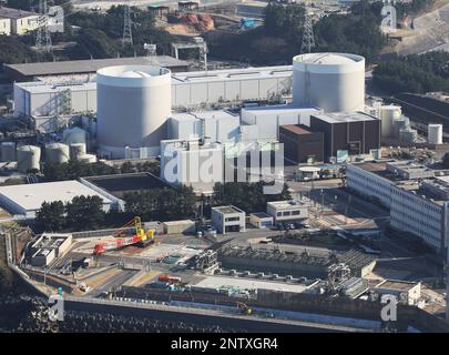 An aerial photo shows 1st reactor (rear) and 2nd reactor at Genkai ...