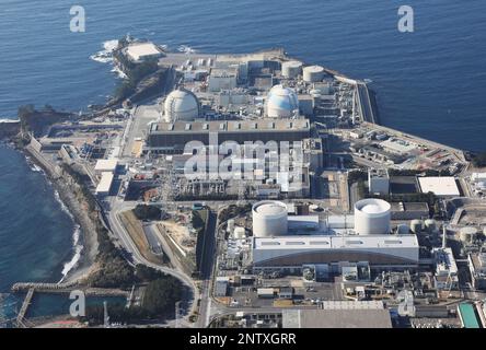 An aerial photo shows 1st reactor (rear) and 2nd reactor at Genkai ...