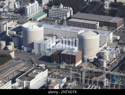 An aerial photo shows 1st reactor (rear) and 2nd reactor at Genkai ...