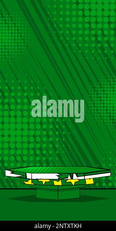 Green Comic Book Product podium. Cartoon stage. Pop Art mockup ...
