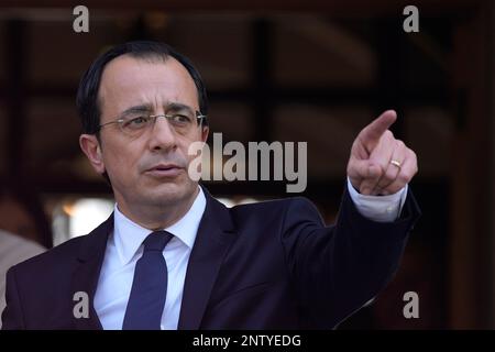 New Cyprus president Nikos Christodoulides stands with his wife ...