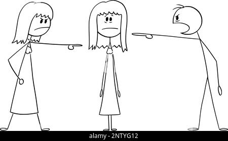 People or Parents Accusing or Blaming Man or Son , Vector Cartoon Stick ...