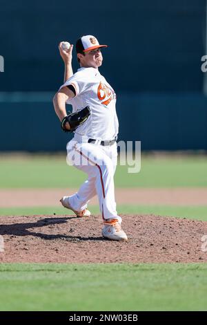 Baltimore Orioles pitcher Cade Povich throws during the first inning of ...
