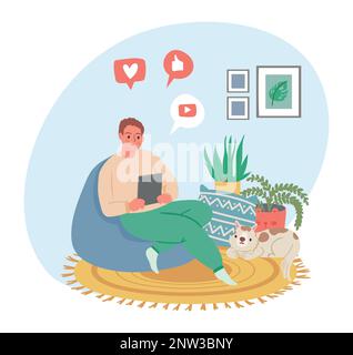 young man using smartphone character Stock Vector Image & Art - Alamy