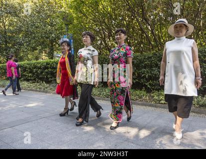 Practicing elegant walk in Shanghai,China Stock Photo - Alamy