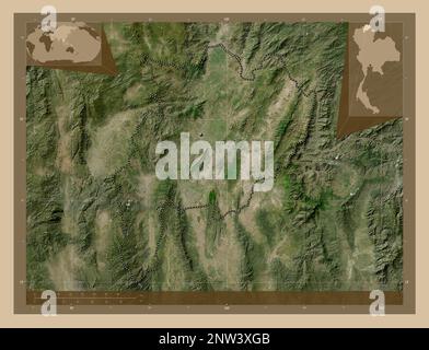 Chiang Rai, province of Thailand. Low resolution satellite map ...