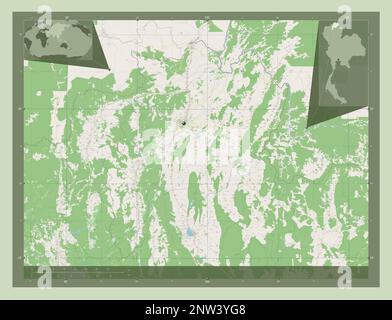 Chiang Rai, province of Thailand. Open Street Map. Locations and names ...