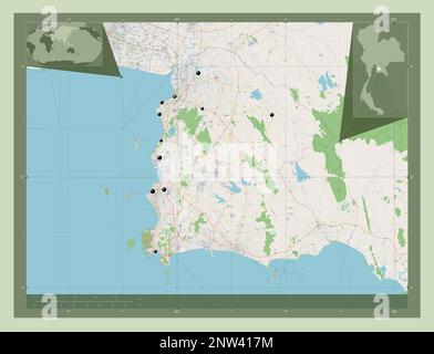 Chon Buri, province of Thailand. Open Street Map. Locations and names ...