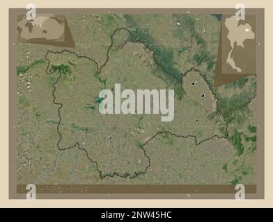 Kalasin, province of Thailand. High resolution satellite map. Corner ...