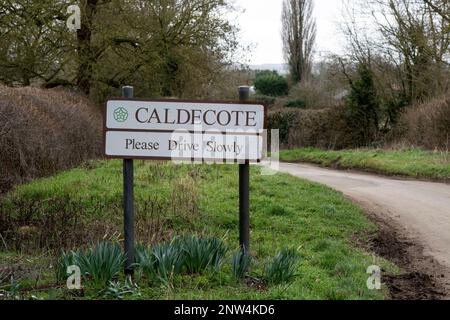 Caldecote village sign, Northamptonshire, England, UK Stock Photo - Alamy