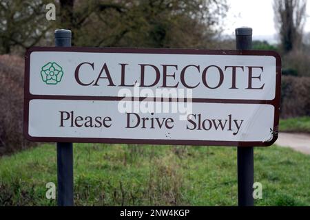 Caldecote village sign, Northamptonshire, England, UK Stock Photo - Alamy