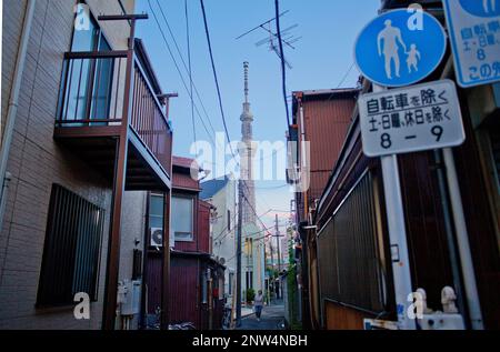 Sky Tree from Mukojima quarter,Sumida District, Tokyo, Japan Stock ...
