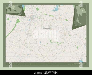 Maha Sarakham, province of Thailand. Open Street Map. Corner auxiliary ...