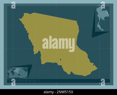Shape of Mukdahan, province of Thailand, and its capital. Distance ...