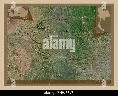 Nakhon Pathom, province of Thailand. Low resolution satellite map Stock ...