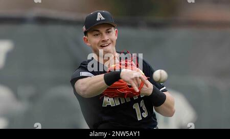 Army infielder Sam Ruta throws before an NCAA baseball game against ...