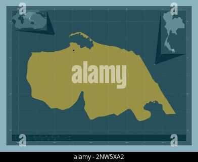 Shape of Pattani, province of Thailand, with its capital isolated on ...