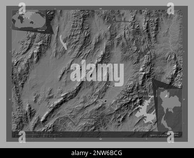 Phrae, province of Thailand. Bilevel elevation map with lakes and ...