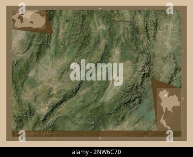 Phrae, province of Thailand. Low resolution satellite map. Locations ...