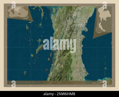 Ranong, province of Thailand. High resolution satellite map Stock Photo ...