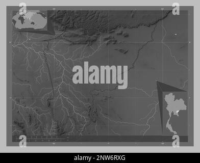 Sa Kaeo, province of Thailand. Elevation map colored in wiki style with ...